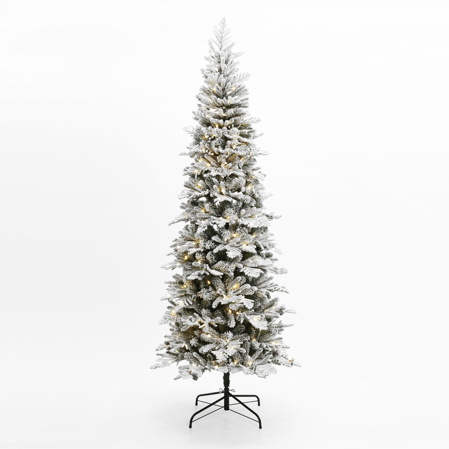 LuxenHome 7.5Ft Pre-Lit Flocked Artificial Christmas Tree with Pine ...