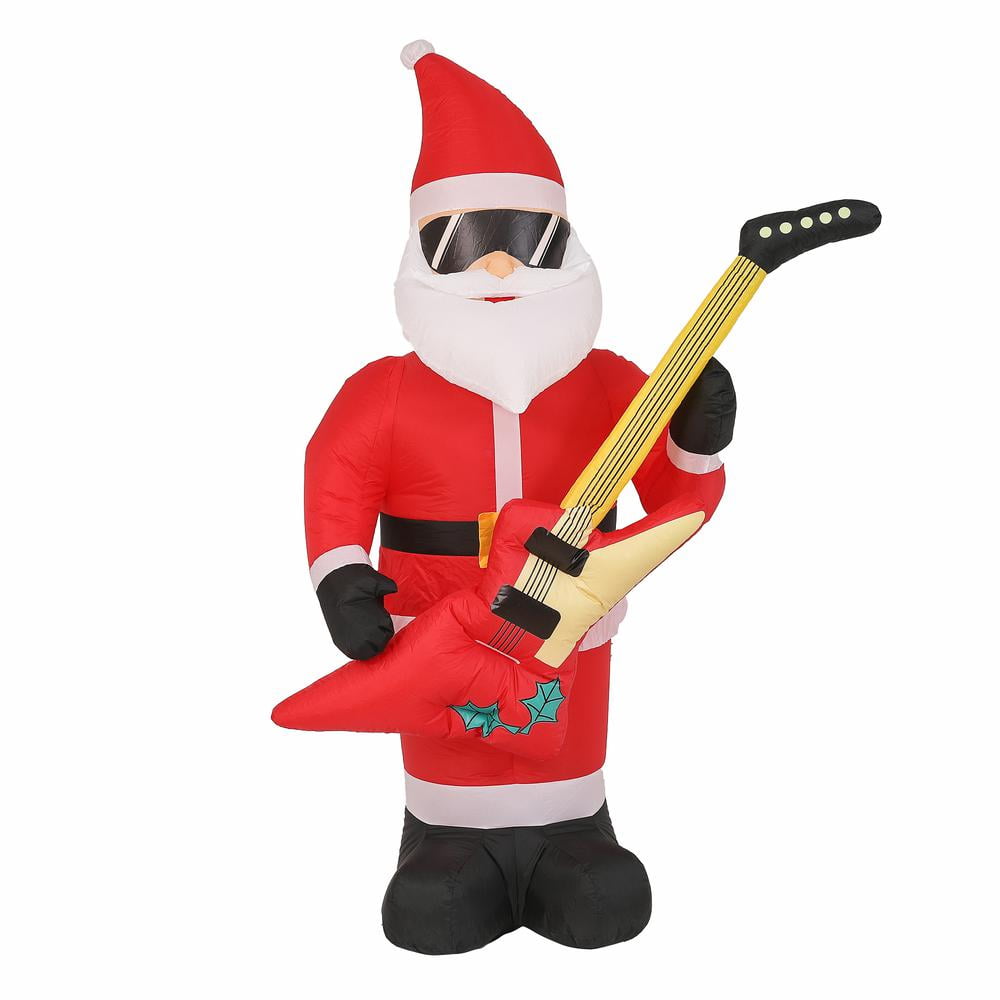 LuxenHome 7ft Rocking Santa with Guitar, Outdoor Christmas Blowup ...