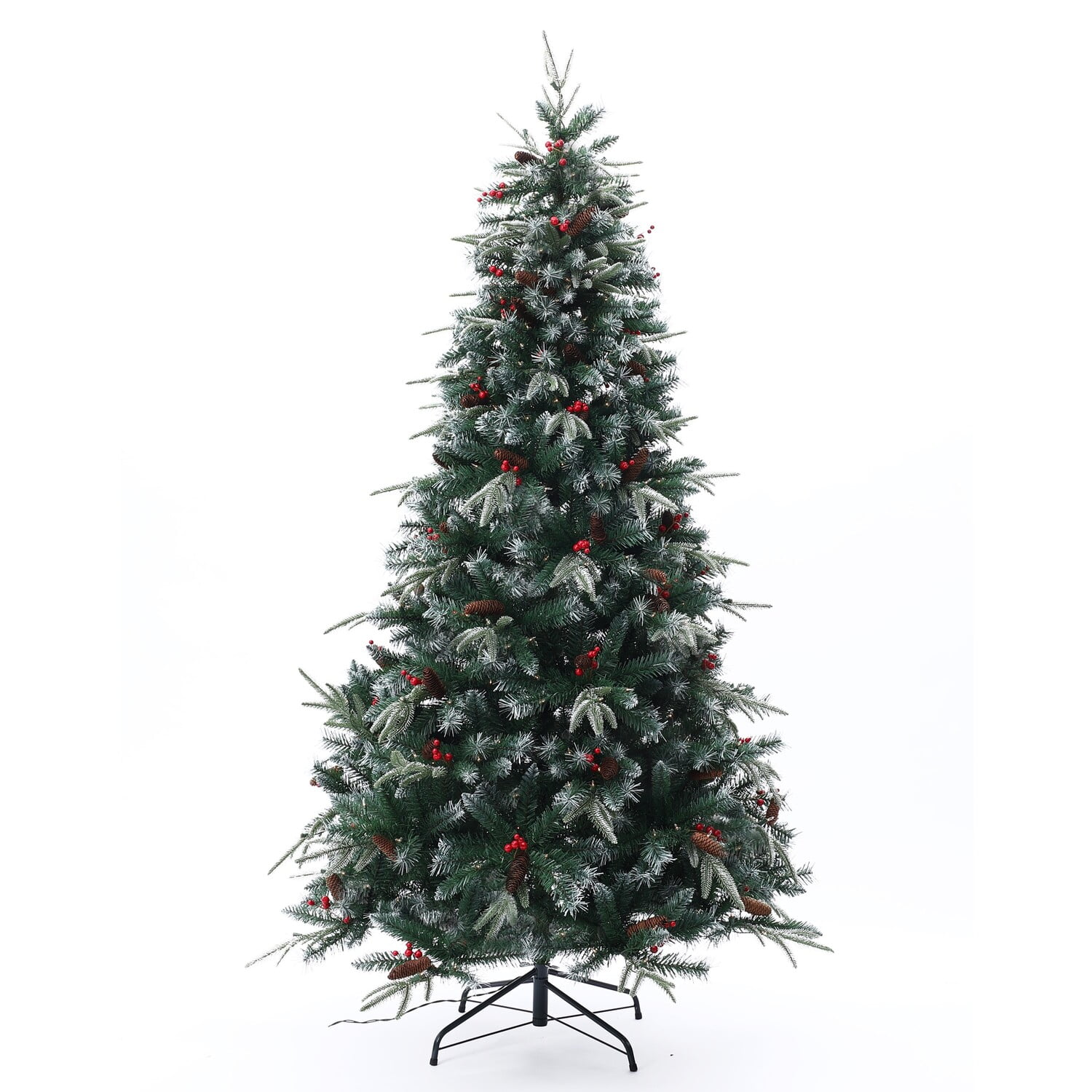LuxenHome 7Ft Pre-Lit Artificial Full Pine Christmas Tree with Pine ...