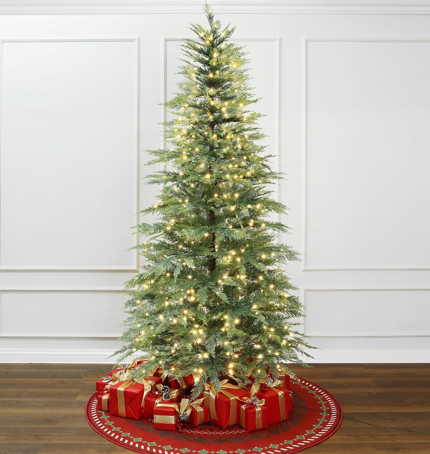 LuxenHome 7Ft Pre-Lit Green Cypress Artificial Christmas Tree - Walmart.com