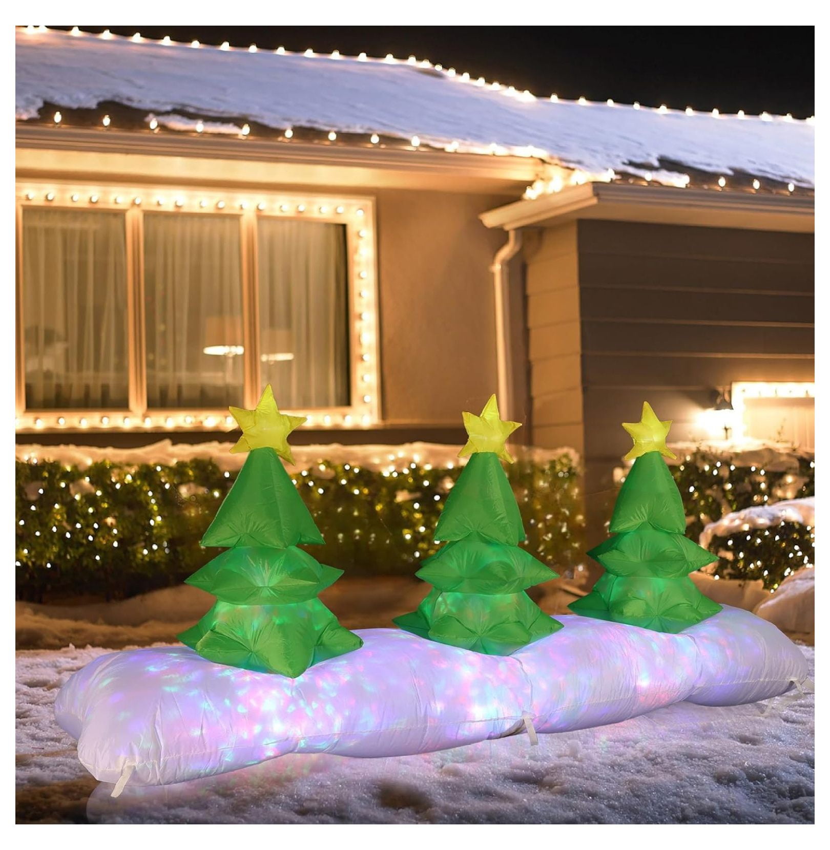 LuxenHome 8Ft Long Christmas Tree Inflatable with Festive Disco and ...
