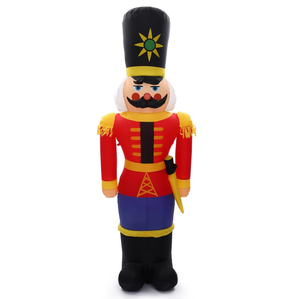 LuxenHome Large Outdoor Christmas Blow Up Giant 94 in. Nutcracker ...