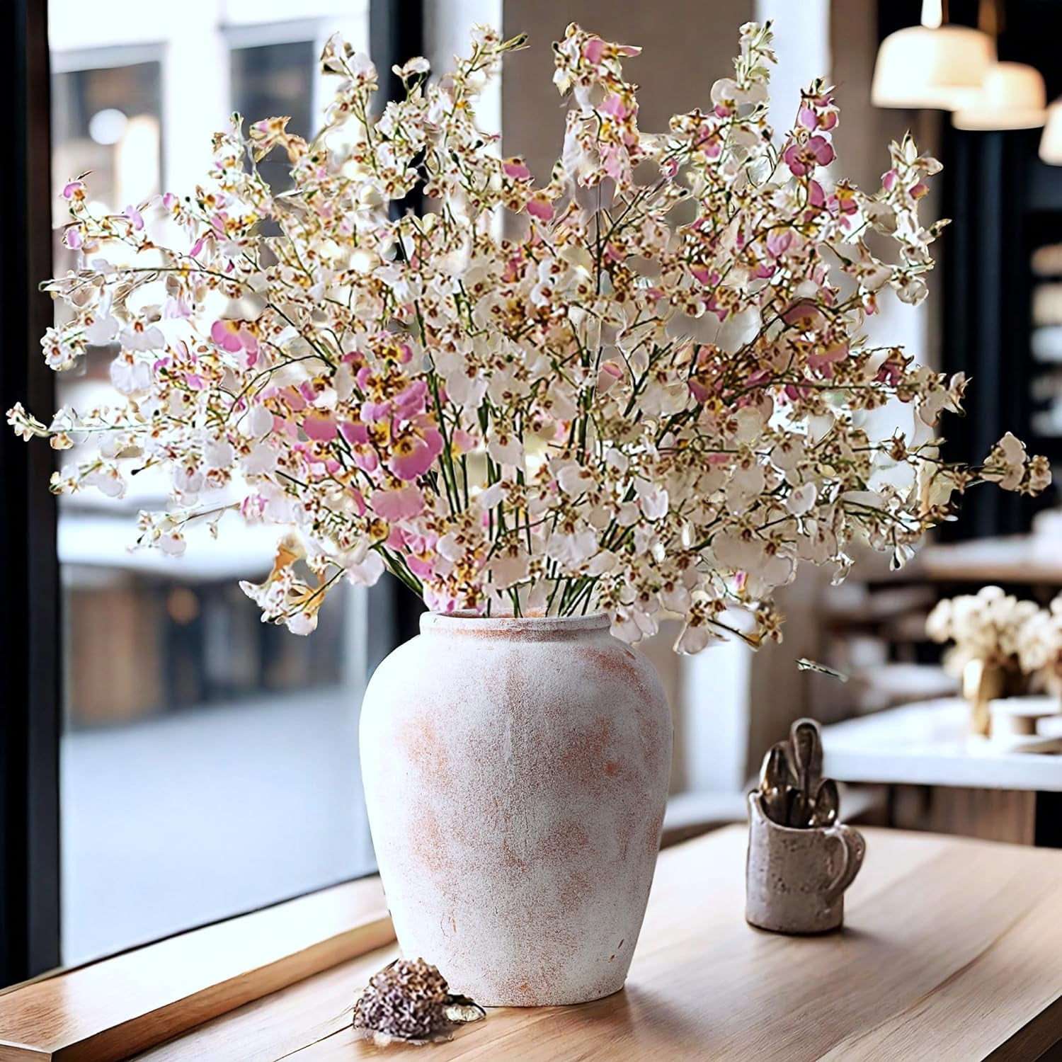 LuxenHome Ceramic Vase, 12" Marble Textured Large Terracotta Vase ...