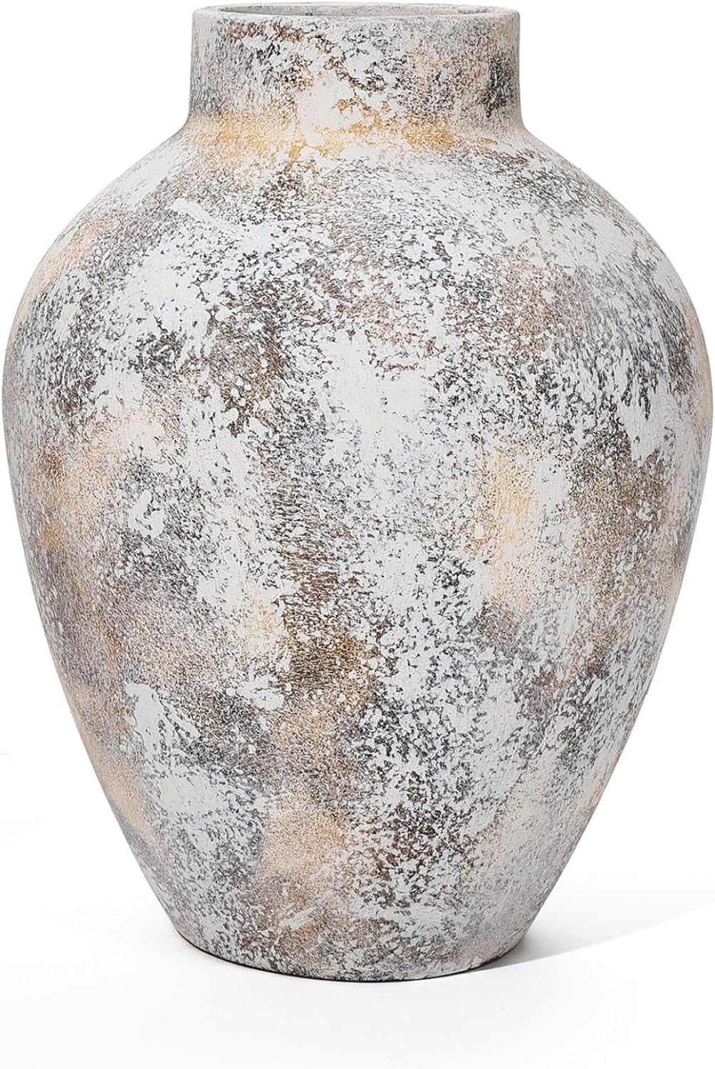 LuxenHome Ceramic Vase,Marble Textured White 12 Inch Tall Stoneware ...