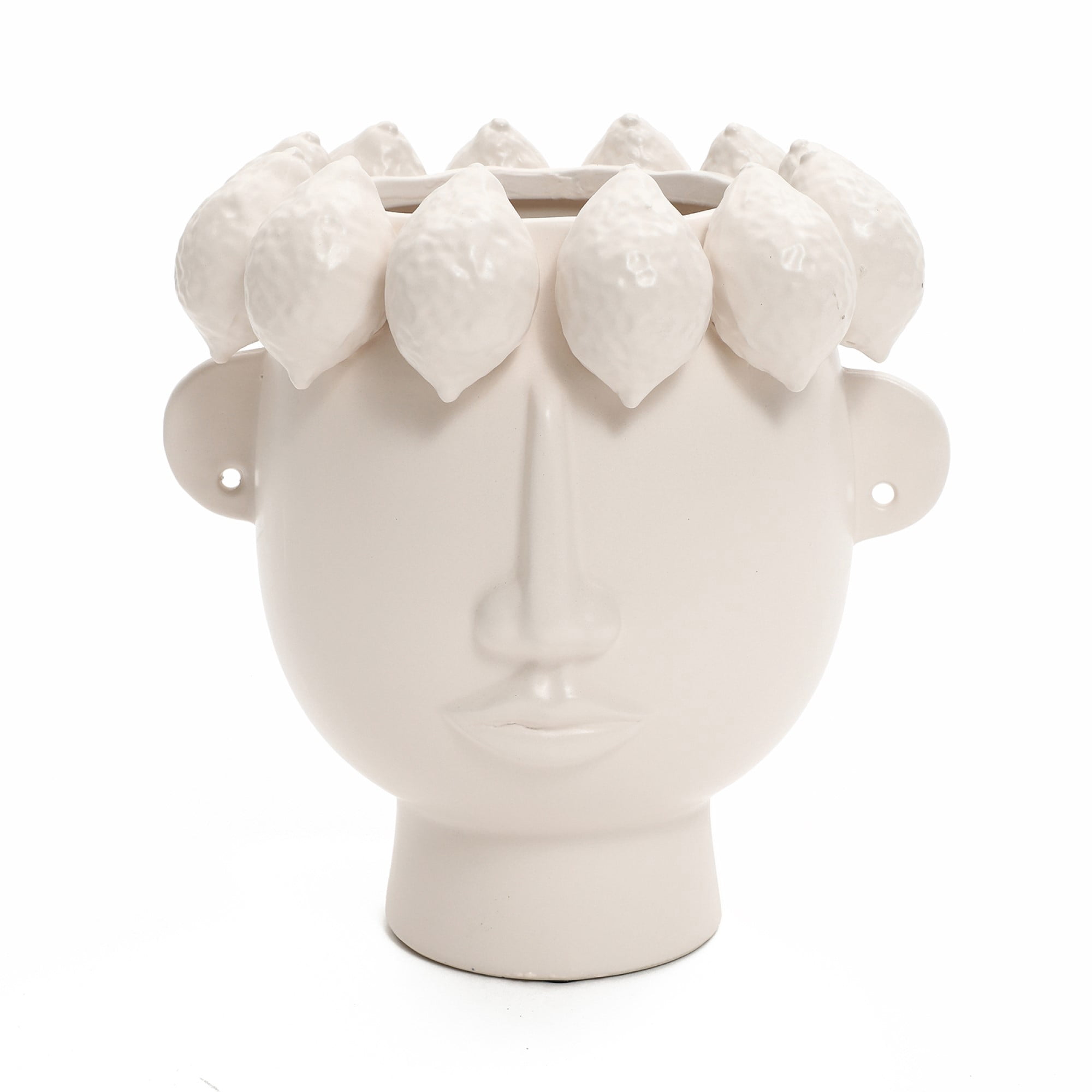 LuxenHome Classic White Ceramic Modern Head 9.6-Tall Vase - Walmart.com
