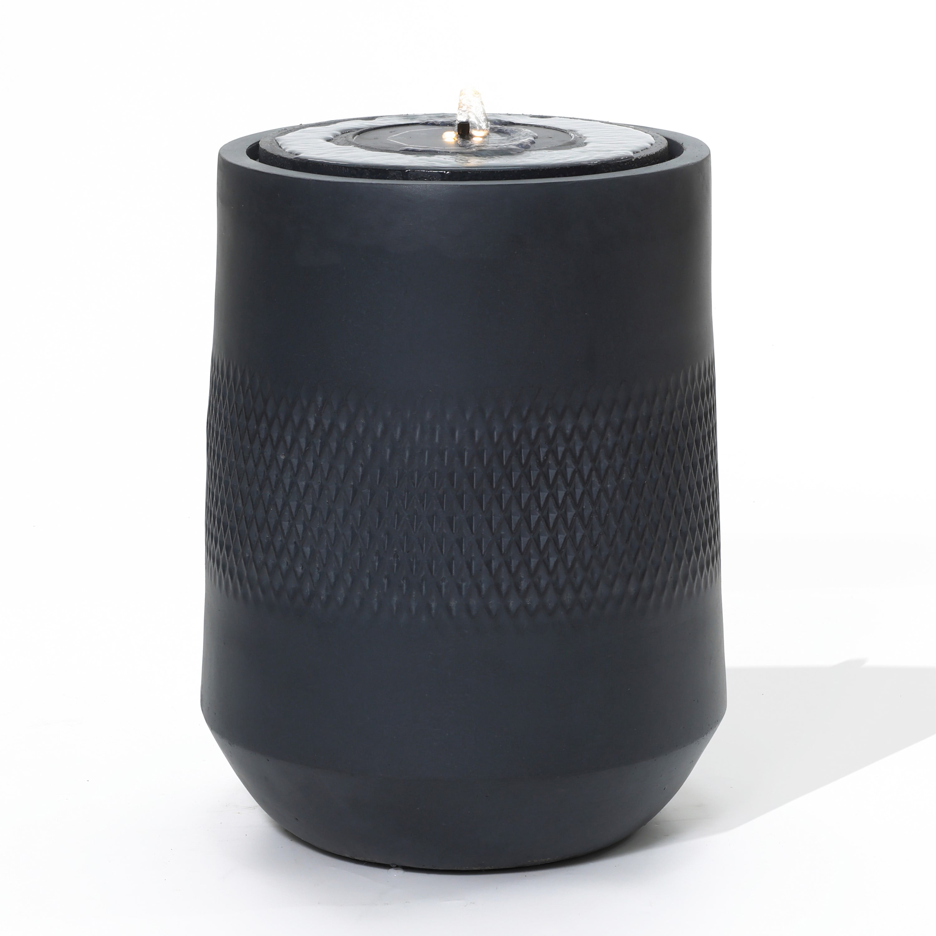 LuxenHome Dark Gray Resin Round Bubbler 23" Tall Outdoor Fountain with ...