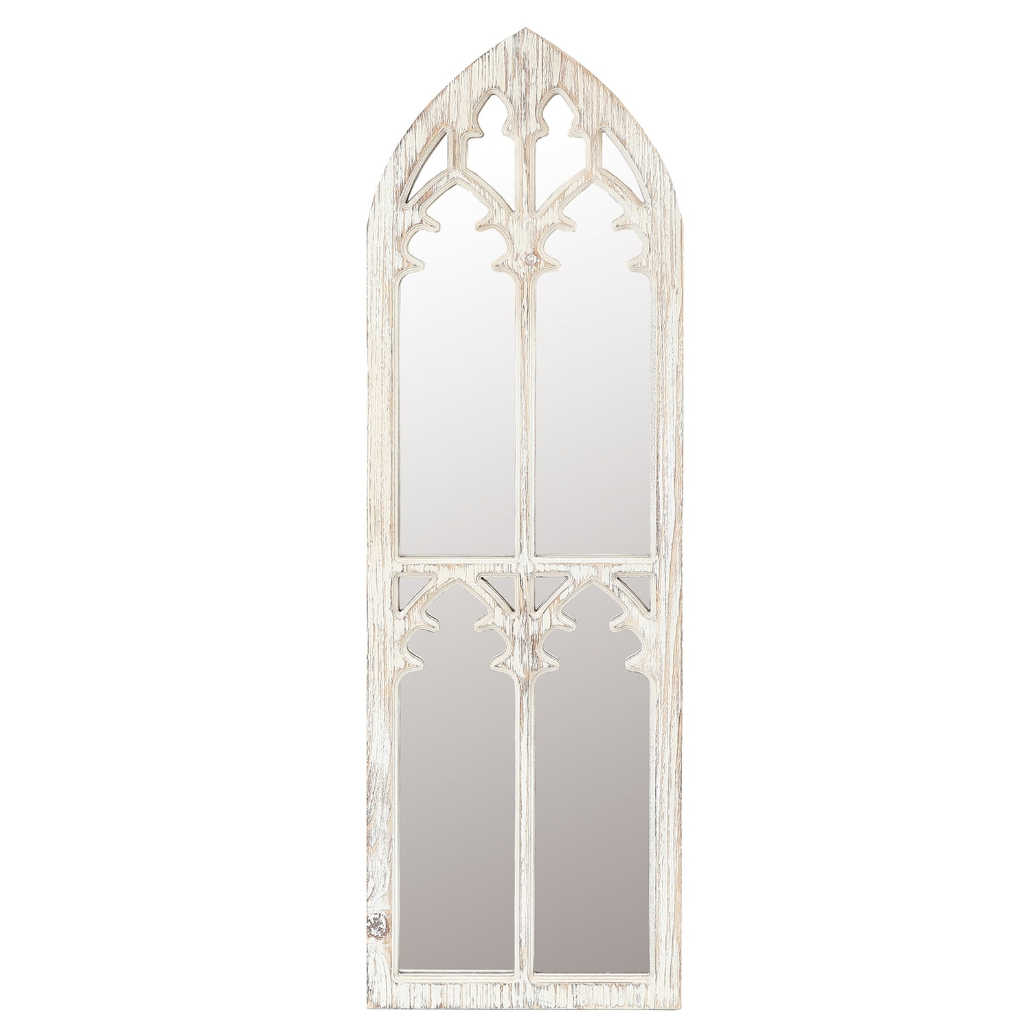 LuxenHome Arched Rustic Farmhouse Accent Cathedral Wall Mirror in ...