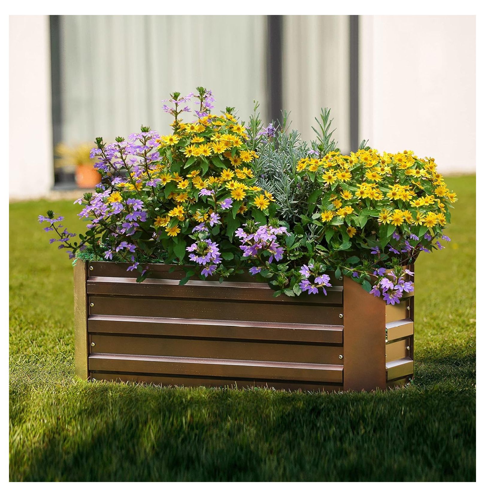 LuxenHome Galvanized Raised Garden Bed Kit, 32" Rectangular Raised ...