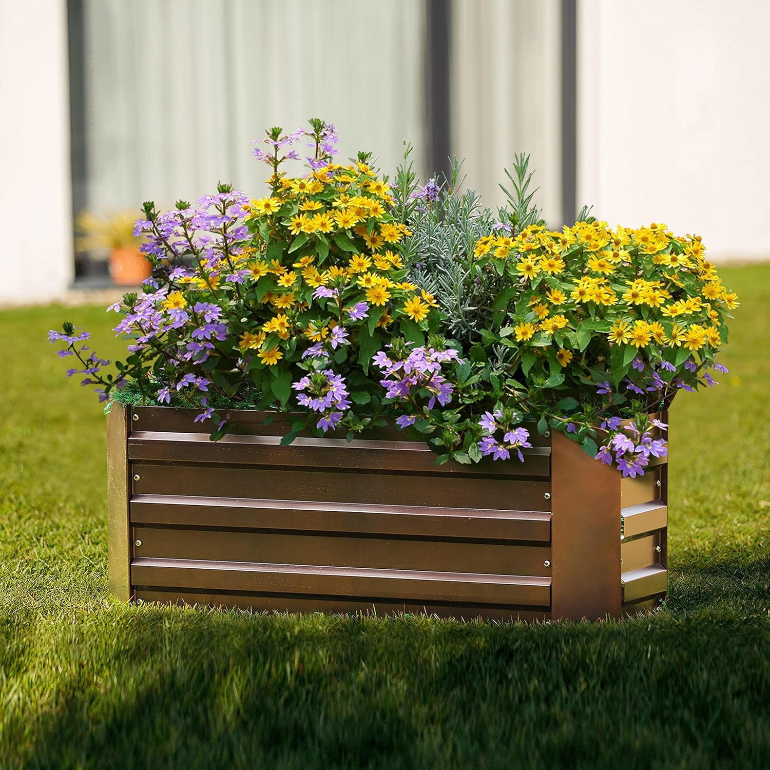 LuxenHome Galvanized Raised Garden Bed Kit, 32" Rectangular Raised ...