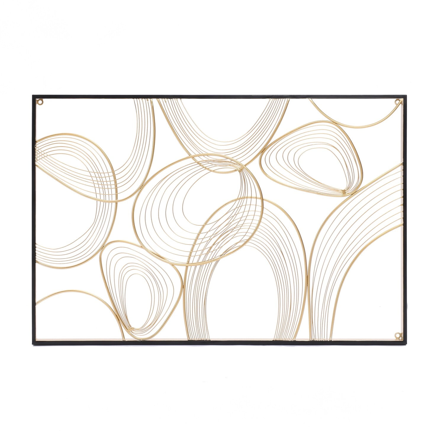 LuxenHome Gold and Black Abstract Metal Rectangular Metal Wall Decor ...