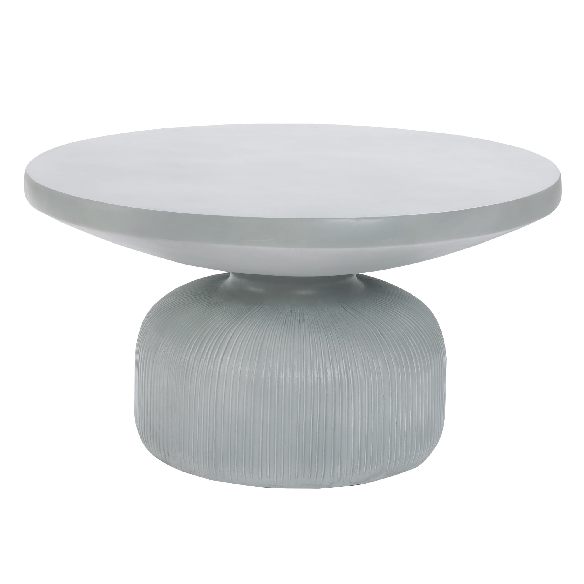 LuxenHome Contemporary Round Coffee Table in Light Gray MgO for Indoor ...