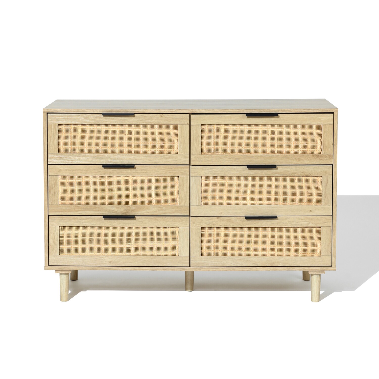 LuxenHome Light Oak MDF Wood 6 Drawer Bedroom Dresser - Walmart.com
