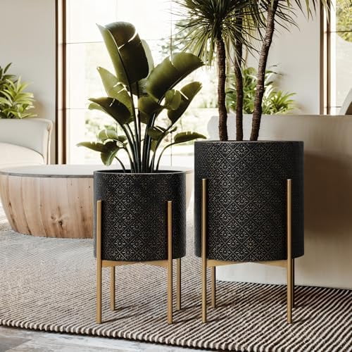 LuxenHome Mid Century Planters for Indoor Plants, Set of 2 Indoor Plant ...
