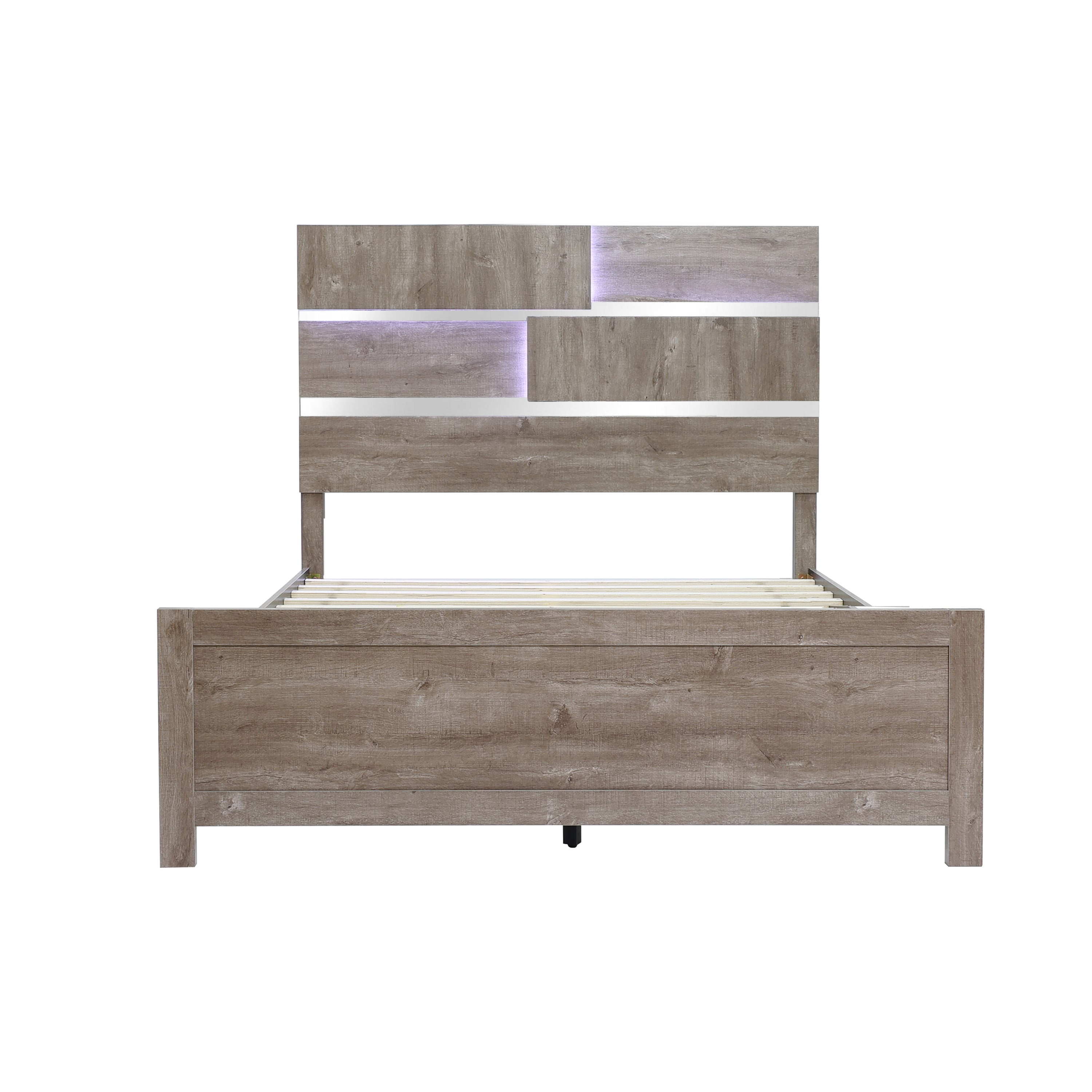 LuxenHome Modern Farmhouse Panel Queen Platform Bed Headboard and ...