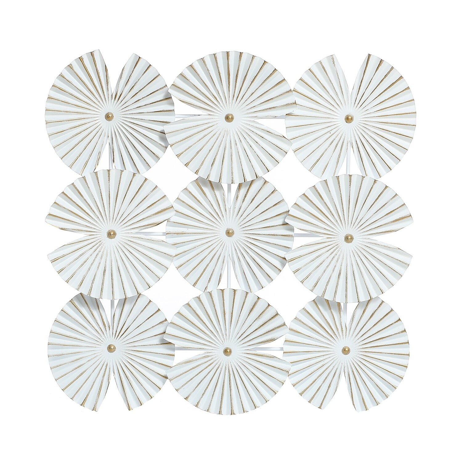LuxenHome Modern Iron Metal Seashell Wall Decor in White and Gold ...