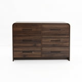 LuxenHome Modern Walnut Finish 6-Drawer Dresser, Engineered Wood ...