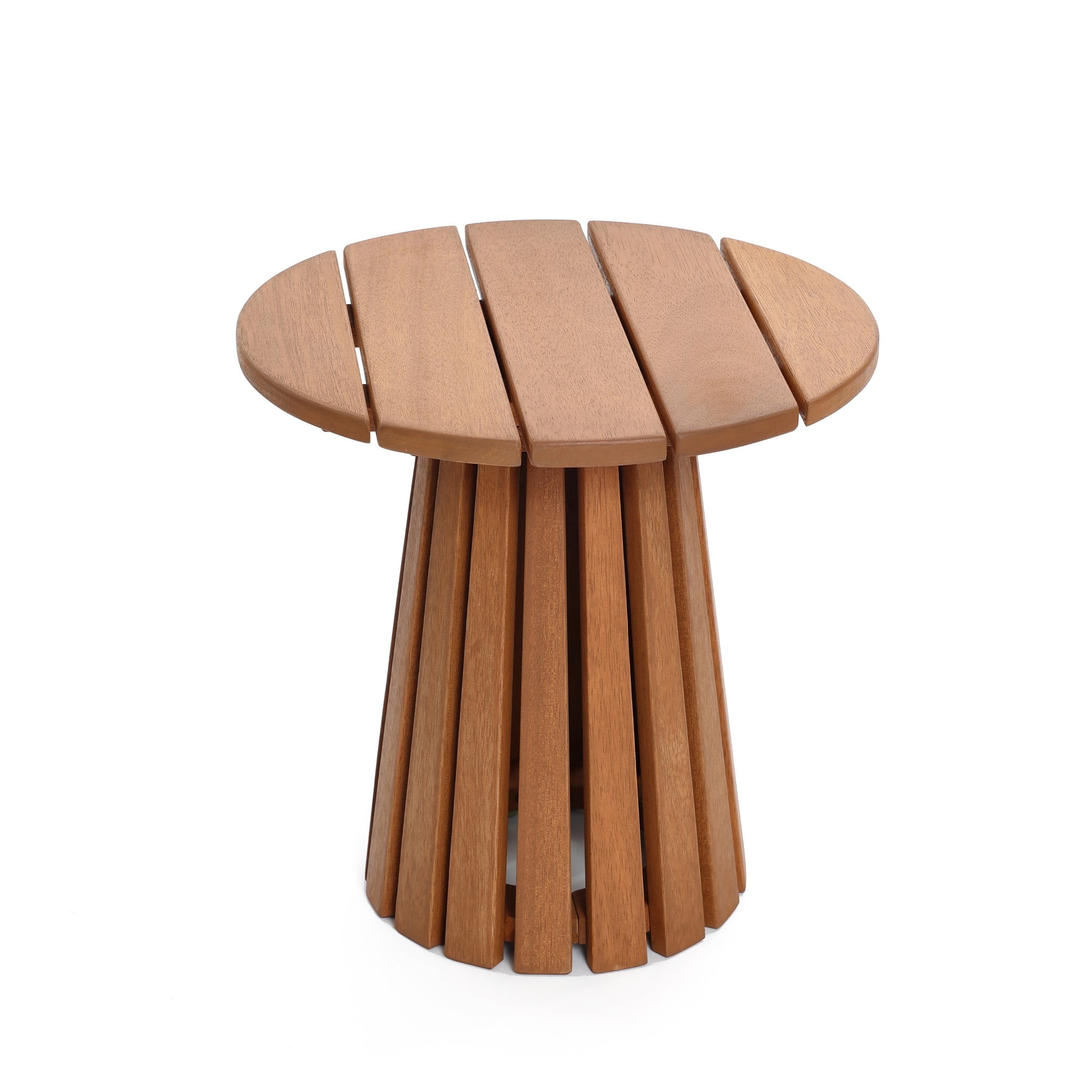 LuxenHome Outdoor Side Table, 17'' Natural Solid Wood Round Accent End ...