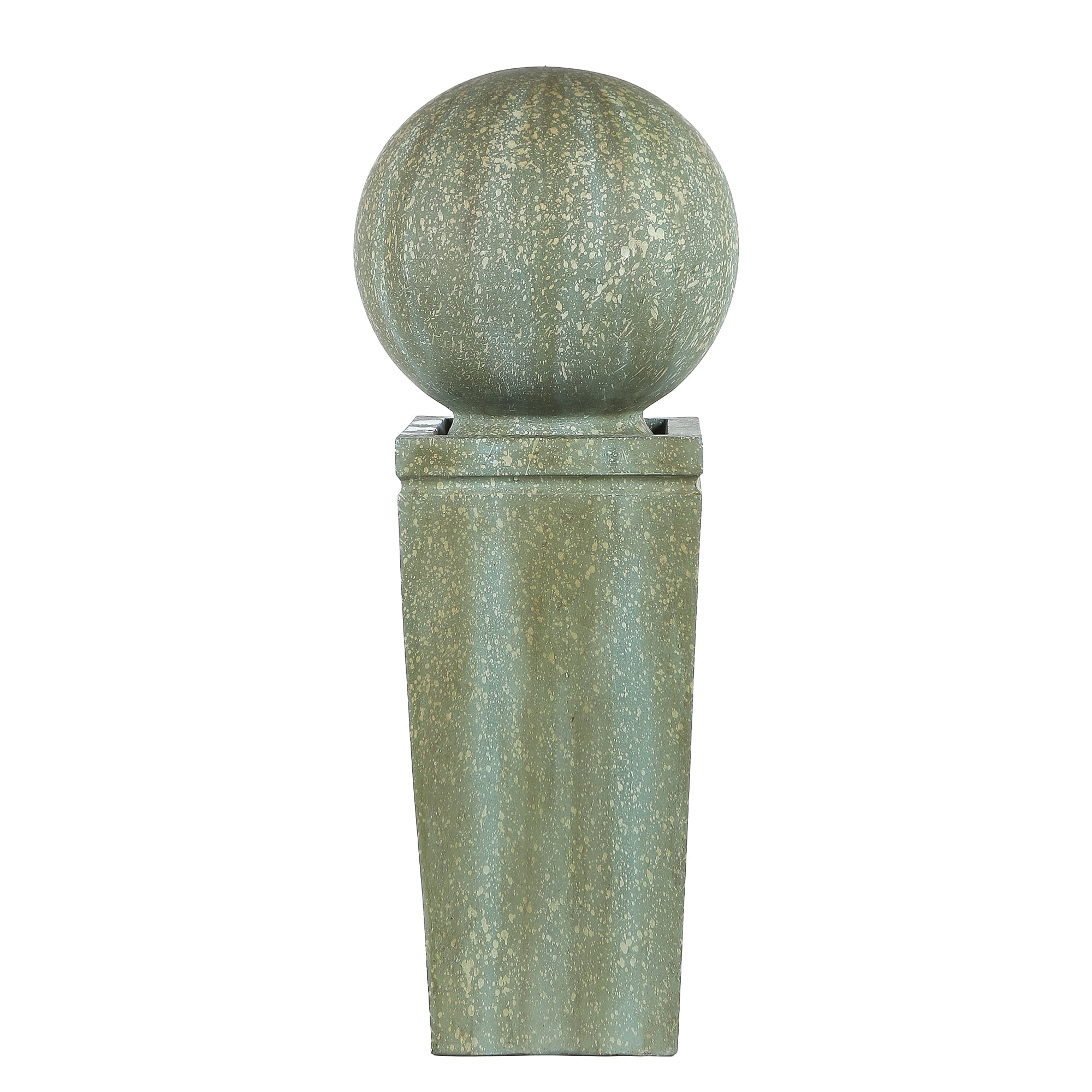 LuxenHome Patina Resin Sphere Pedestal Bubbler Outdoor Fountain ...