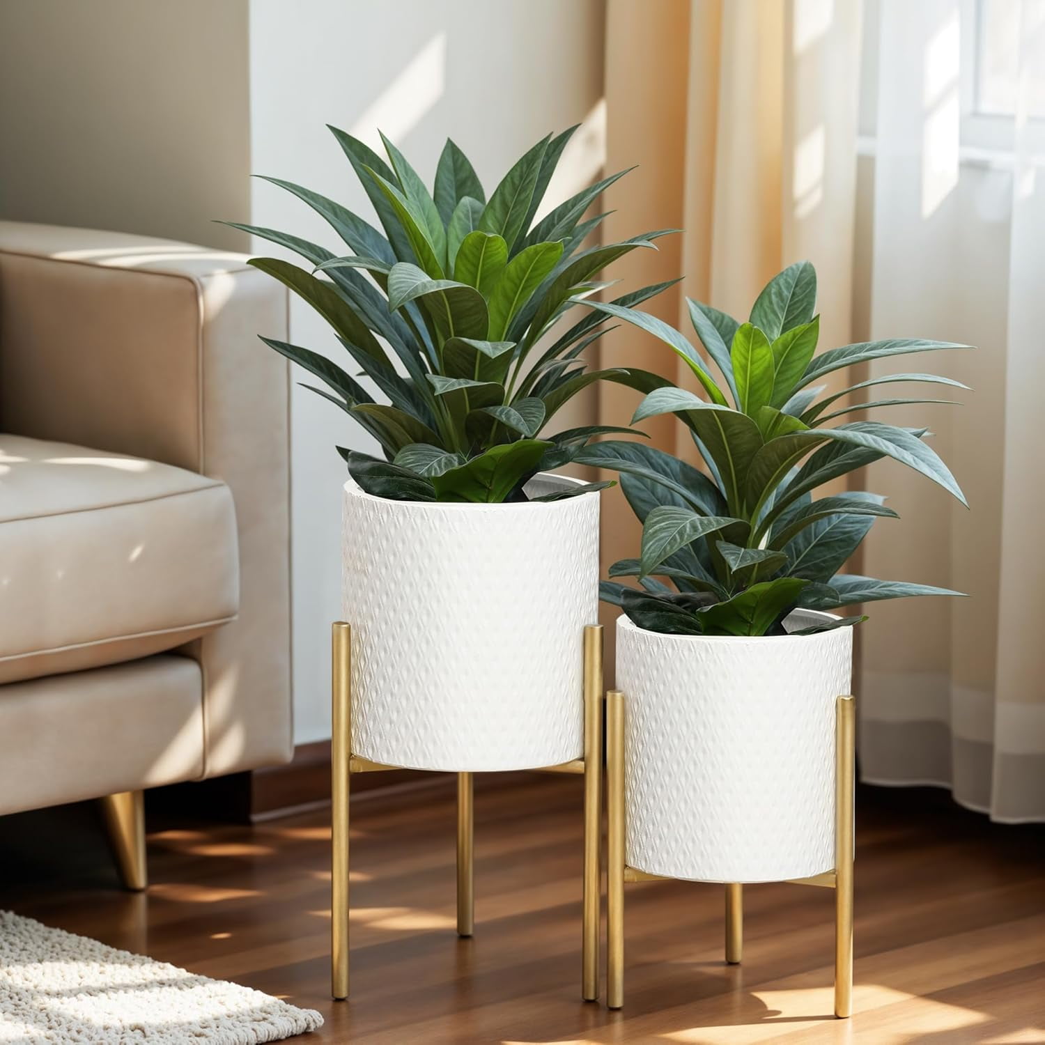 LuxenHome Planters for Indoor Plants, Set of 2 Indoor Plant Pots, White ...