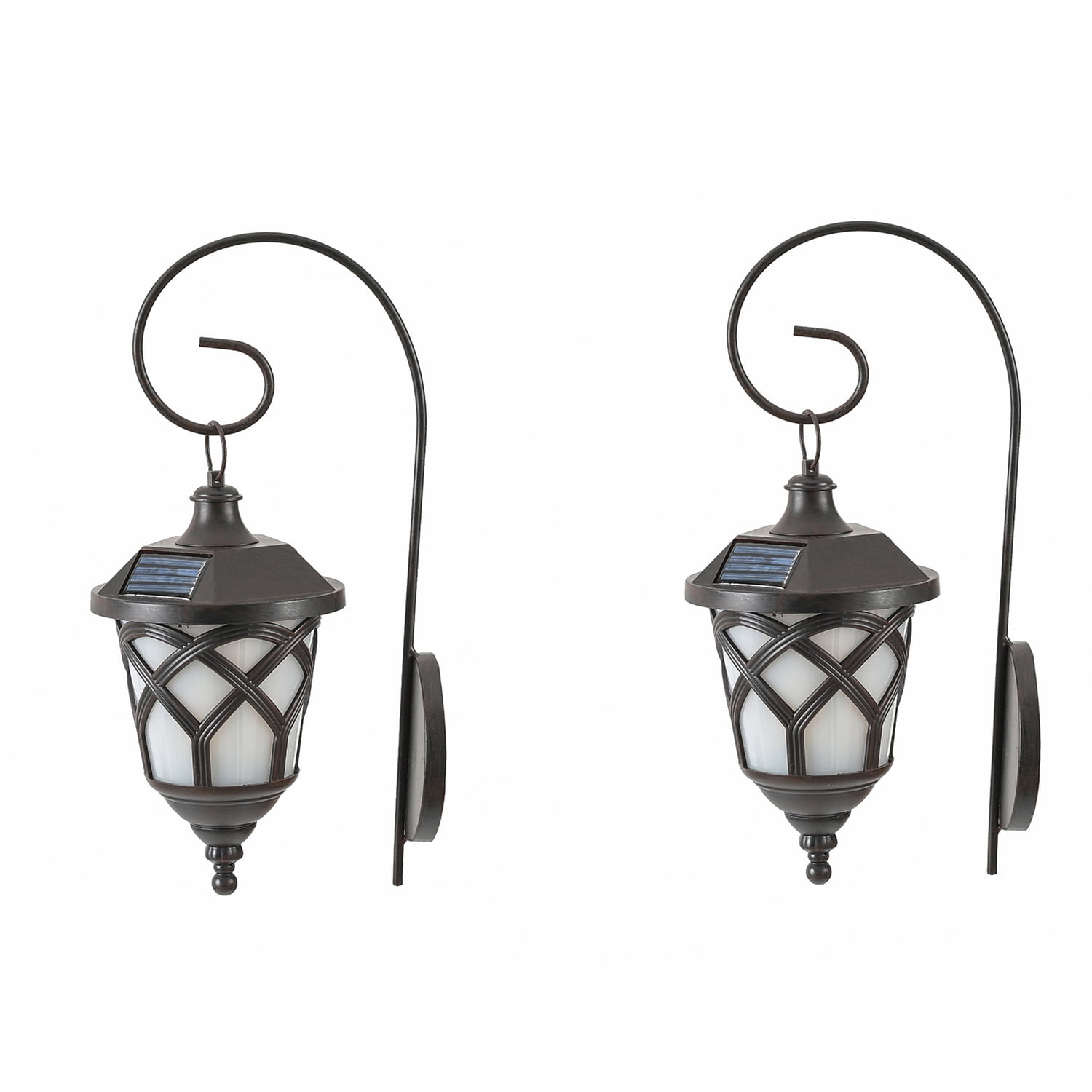 LuxenHome Set of 2 Solar Powered Outdoor Wall Light Sconces - Walmart.com