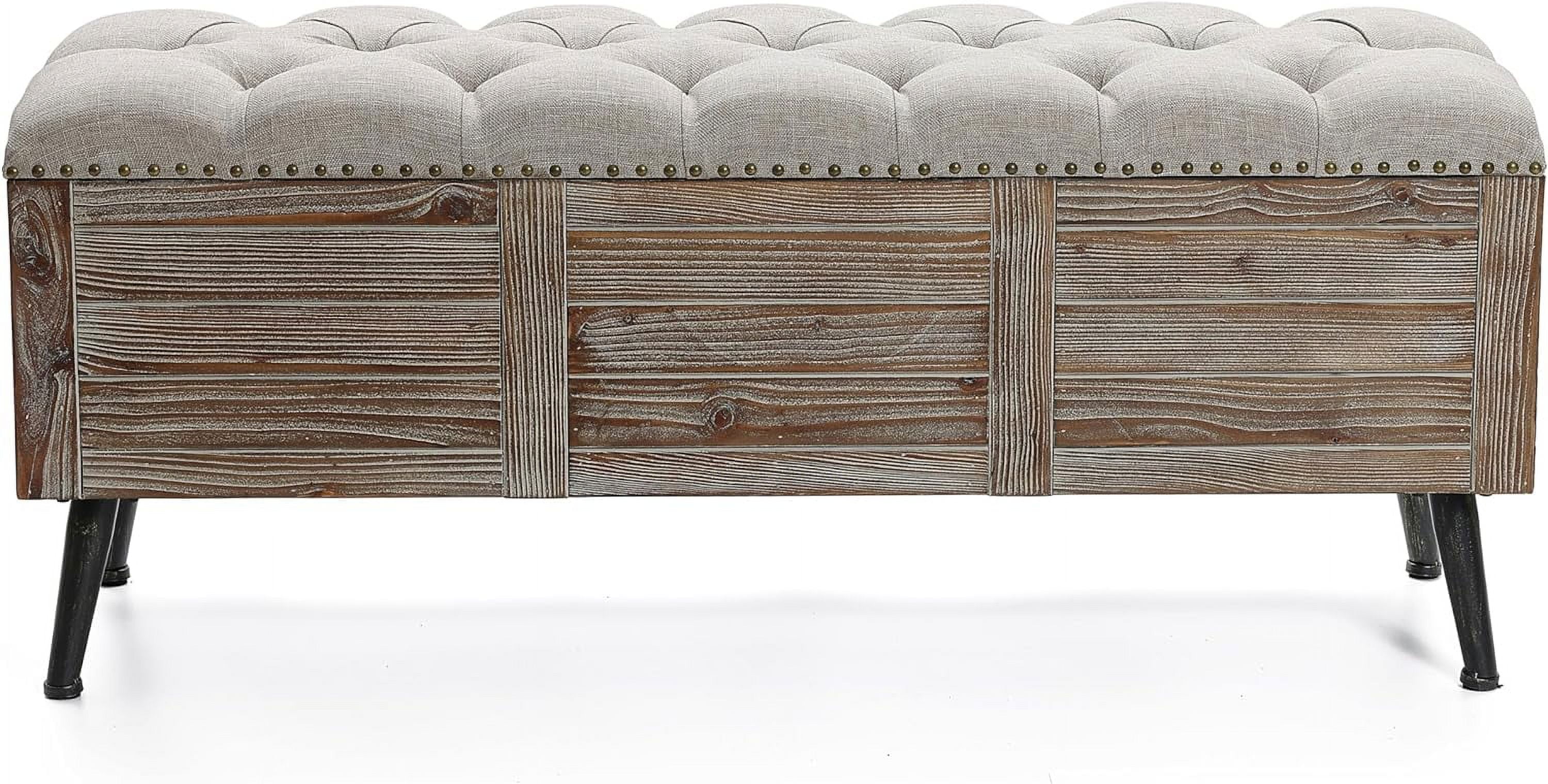 LuxenHome Storage Bench for Bedroom, 47" Wood Upholstered Bench with ...