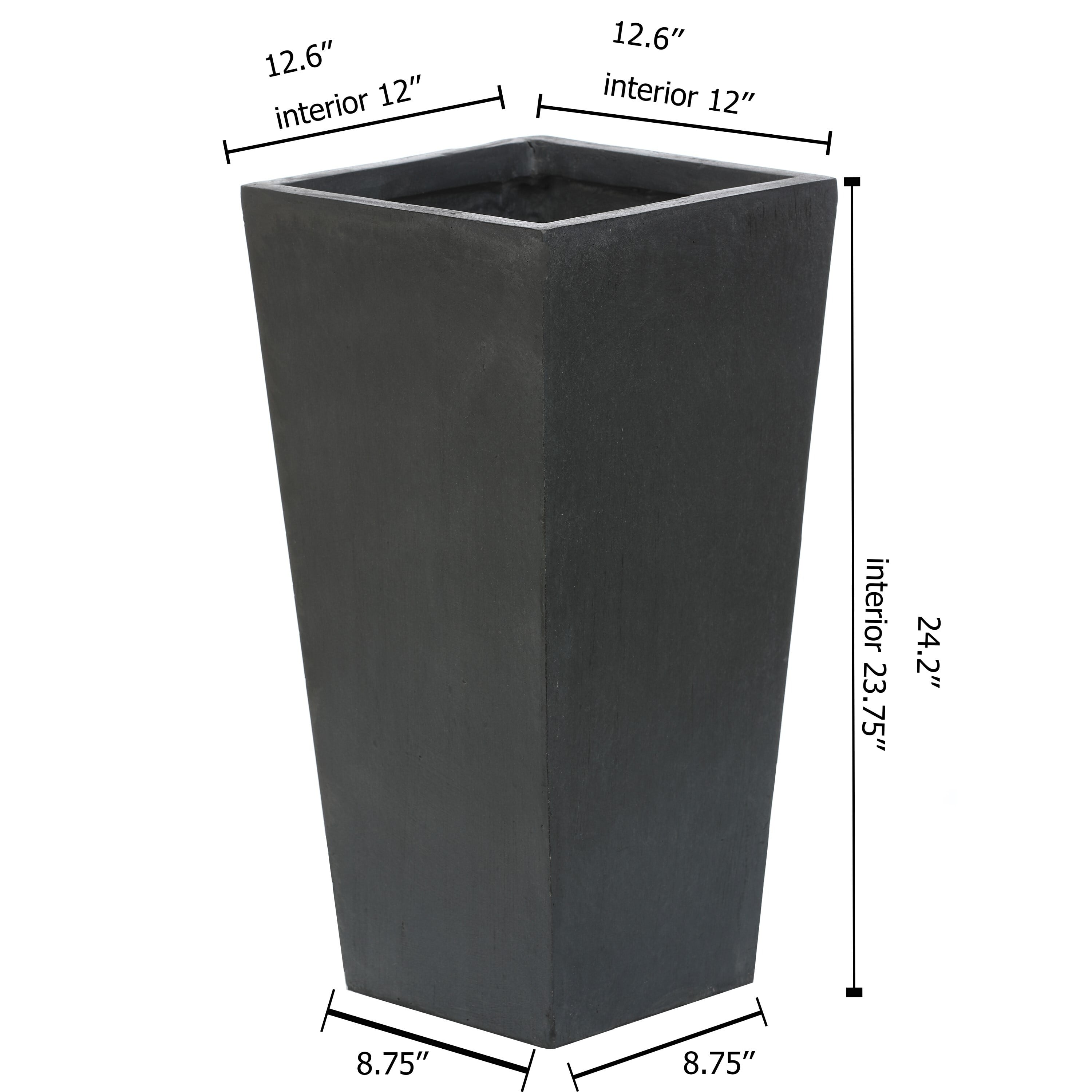 LuxenHome Tall Tapered Square Indoor & Outdoor MgO Planter Grey MEDIUM ...