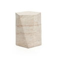 LuxenHome Outdoor Accent Side Table, 18'' Travertine-Style Irregular ...