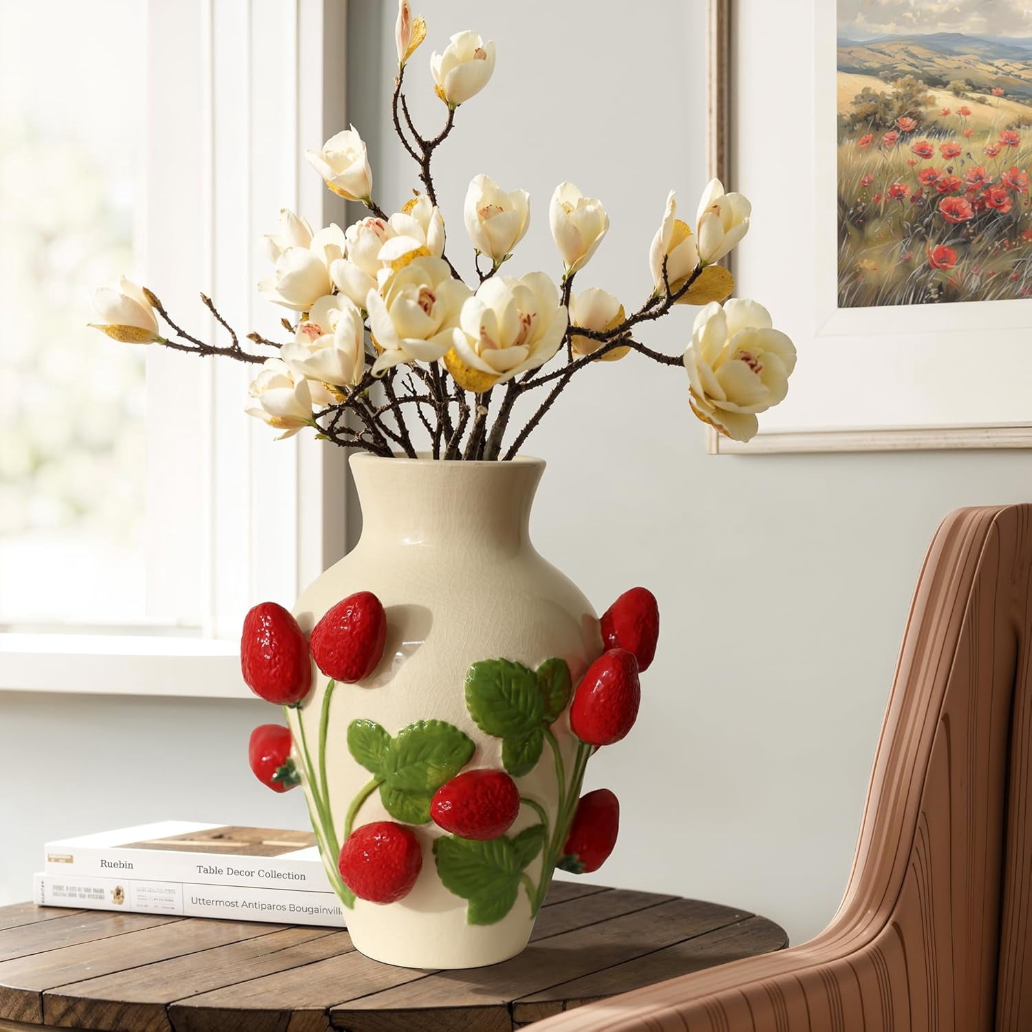 LuxenHome Unique Ceramic Flower Vase,Modern Decorative Pottery Vases ...
