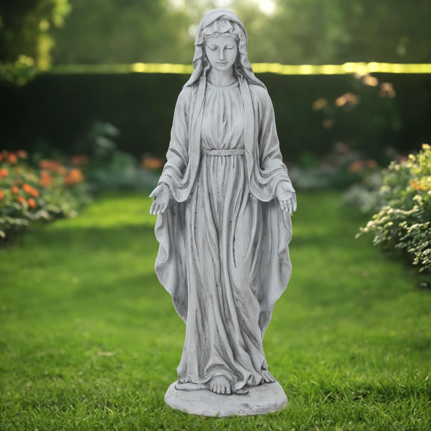 LuxenHome Virgin Mary Statue Outdoor, 30'' Religious Garden Statue ...