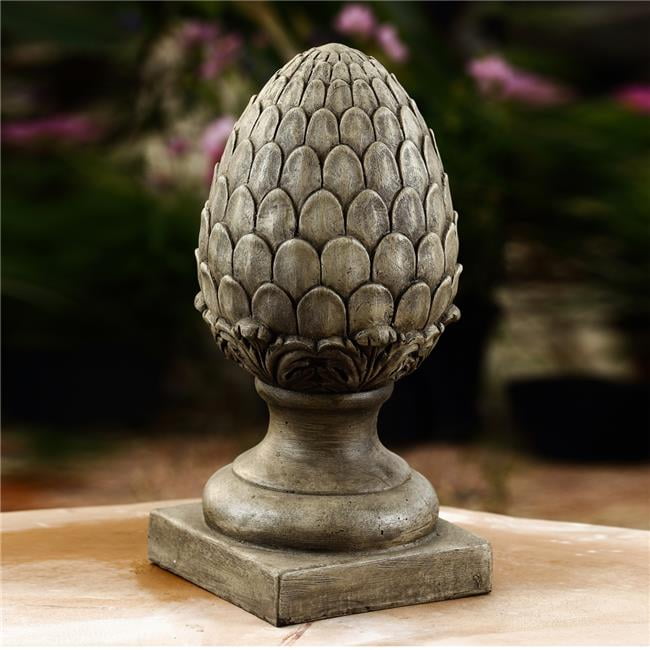 LuxenHome Tall Outdoor Garden Decor - Weathered Brown MgO Artichoke ...