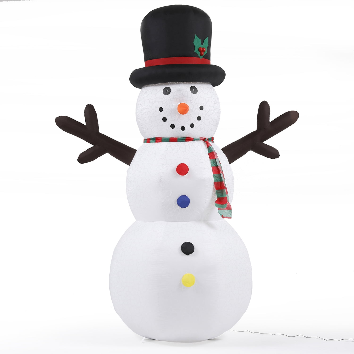 LuxenHome White Polyester 8Ft Snowman Inflatable with Disco LED Lights ...