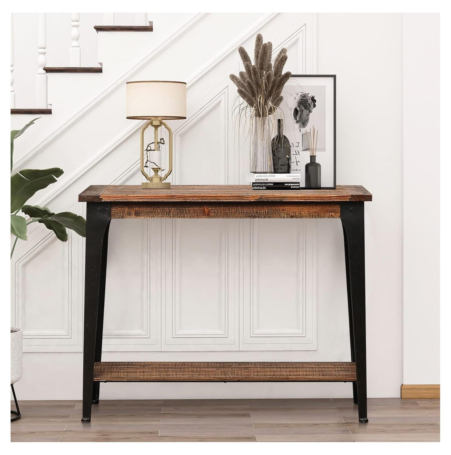 CodYinFI Console Table for Entryway, 30'' Brown/Black Wood, Farmhouse ...