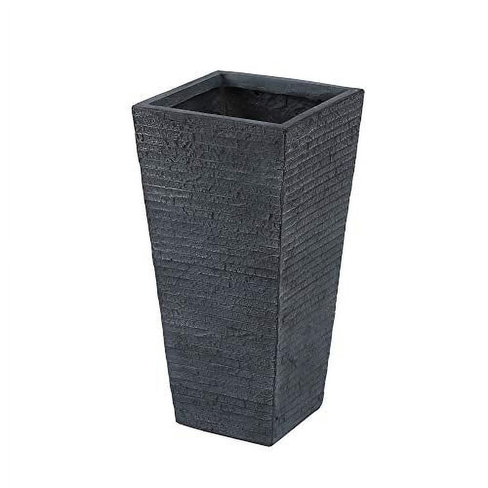 Luxenhome Set Of 2 Stone Finish Tall Tapered Square Mgo Planter, Large ...
