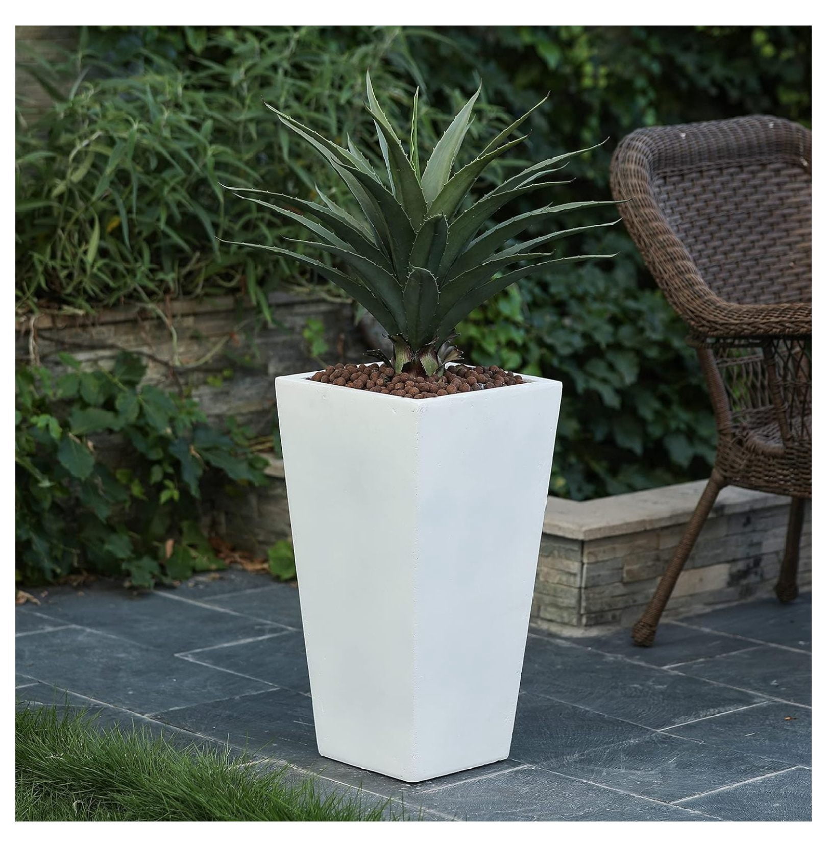 Luxenhome Stone Plant Pots, Large Planters for Indoor Outdoor Plants ...