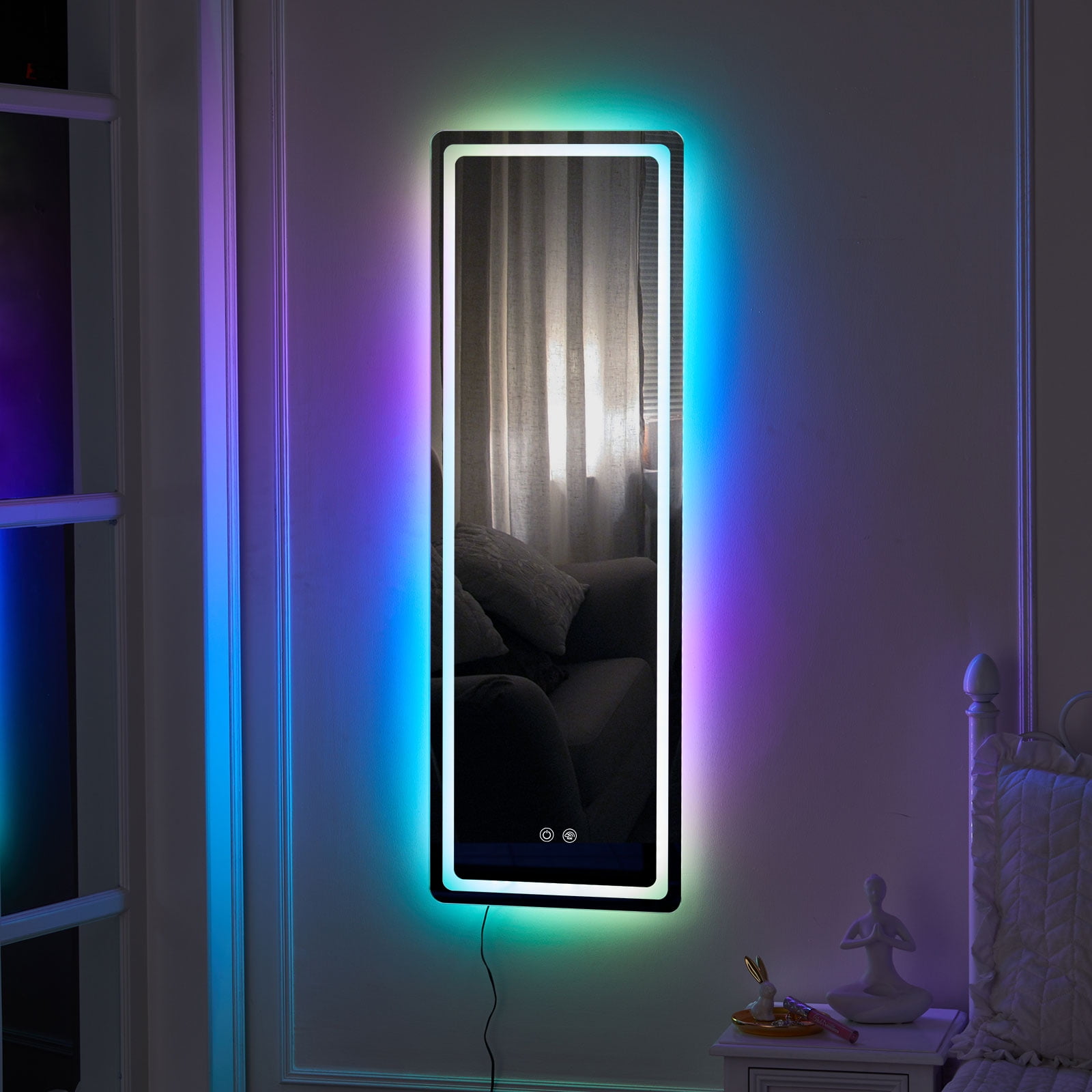 Luxfurni 42"x14"Full Length Mirror with Lights RGB Color Changing ...