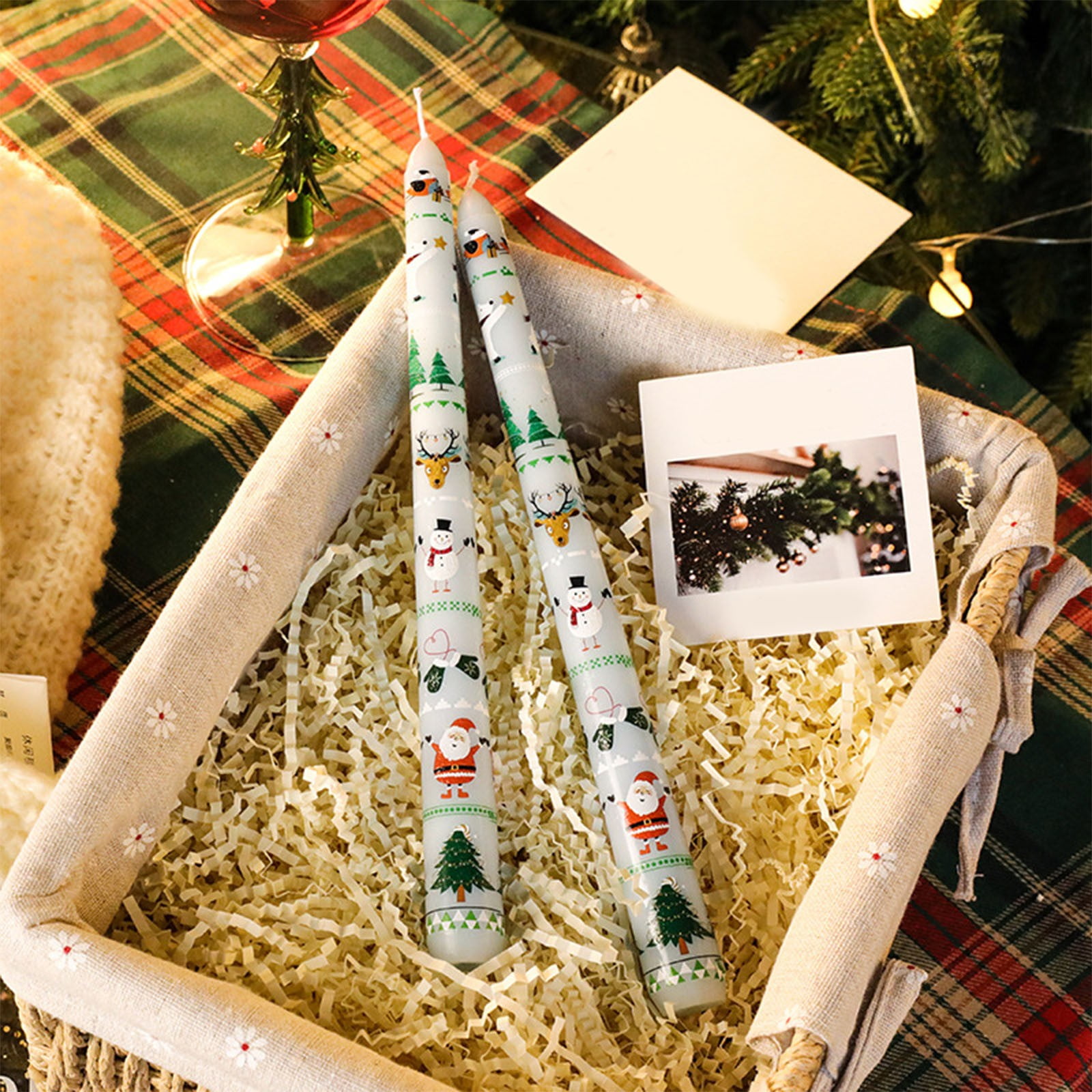 Luxicdy 2PCS Christmas Taper Candle, 3-Color Decal Crafts, 10" Long ...