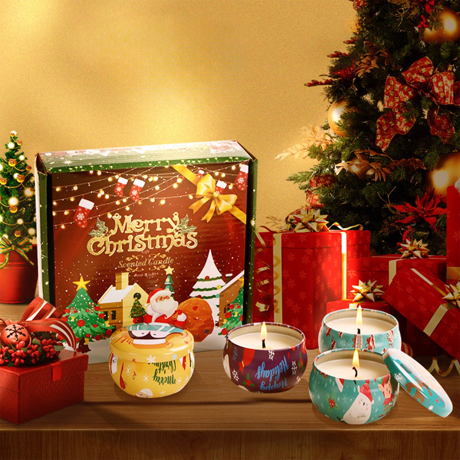 Luxicdy 4 Pcs Christmas Scented Candles Gifts for Women - Merry ...