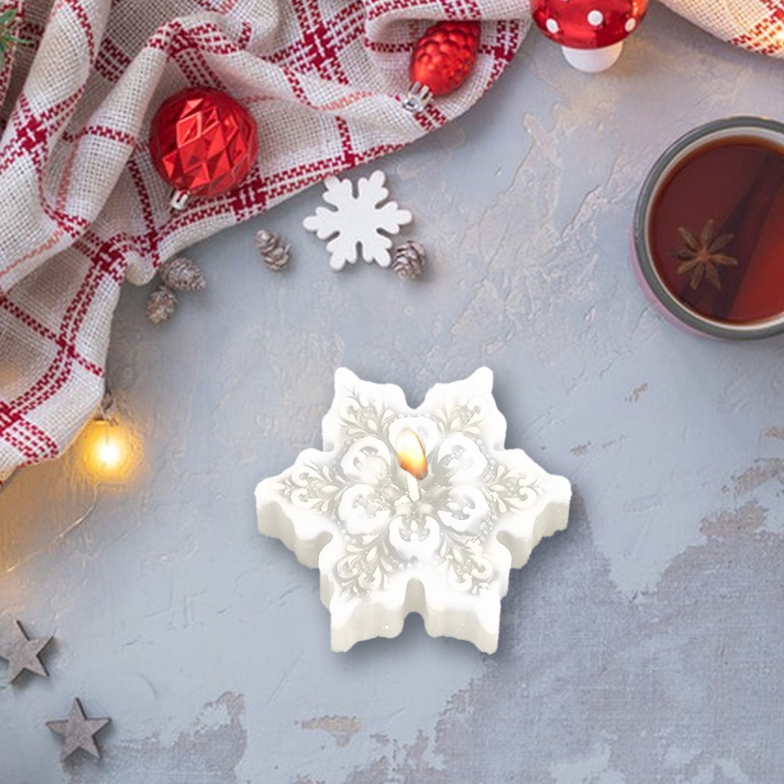 Luxicdy Christmas Snowflake Candles, Xmas Wax Scented Candles 3inch ...