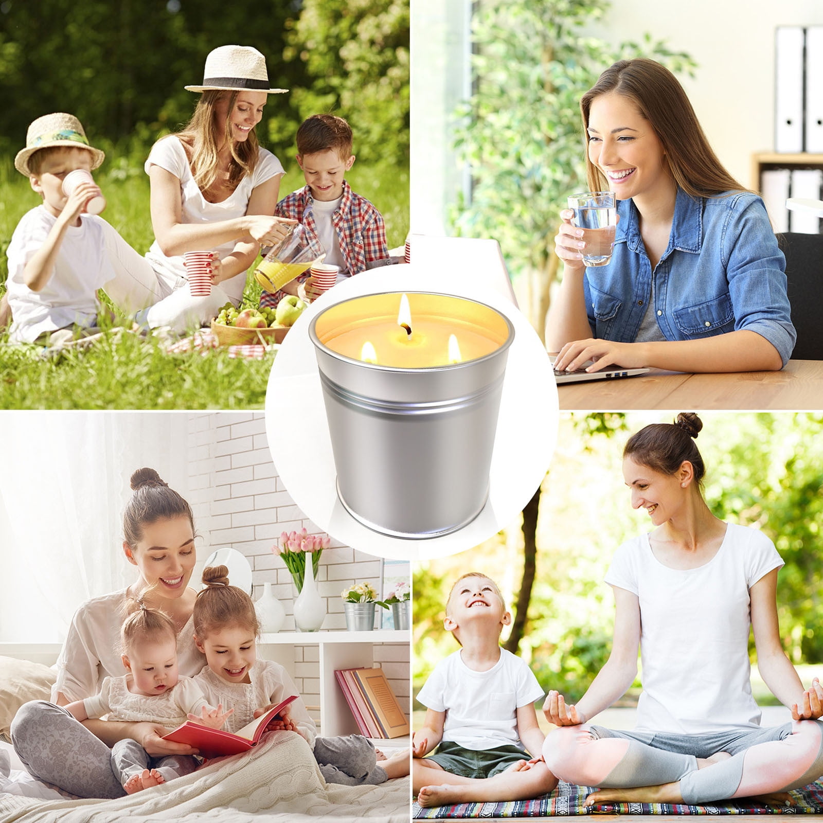Luxicdy Citronella Candles Outdoor, Large Metal Bucket Candle, Three ...