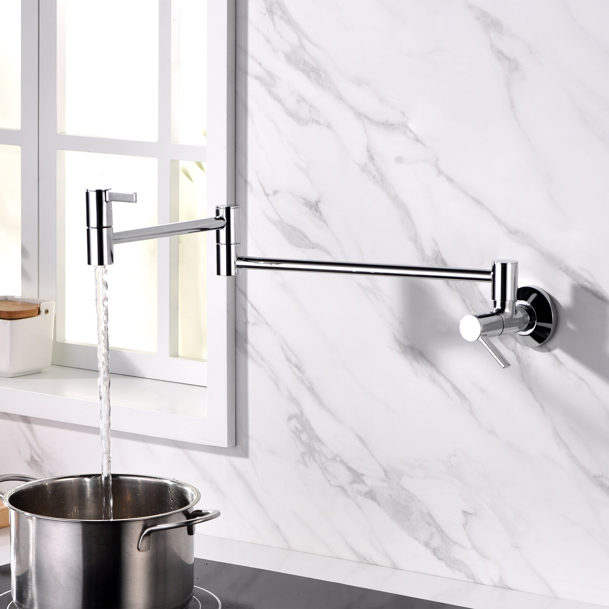 Luxier Contemporary KTS17 2-Handle Wall-Mounted Pot Filler Chrome ...
