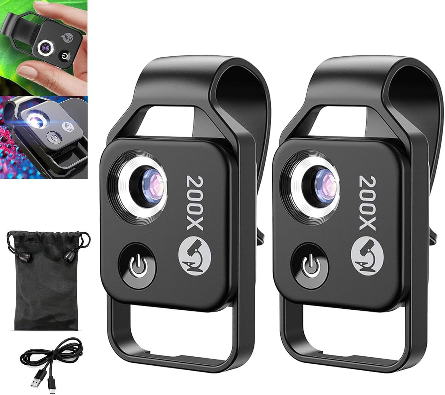 Luxify 200x Magnification Zoom Camera Lens for Cell Phones, Black ...