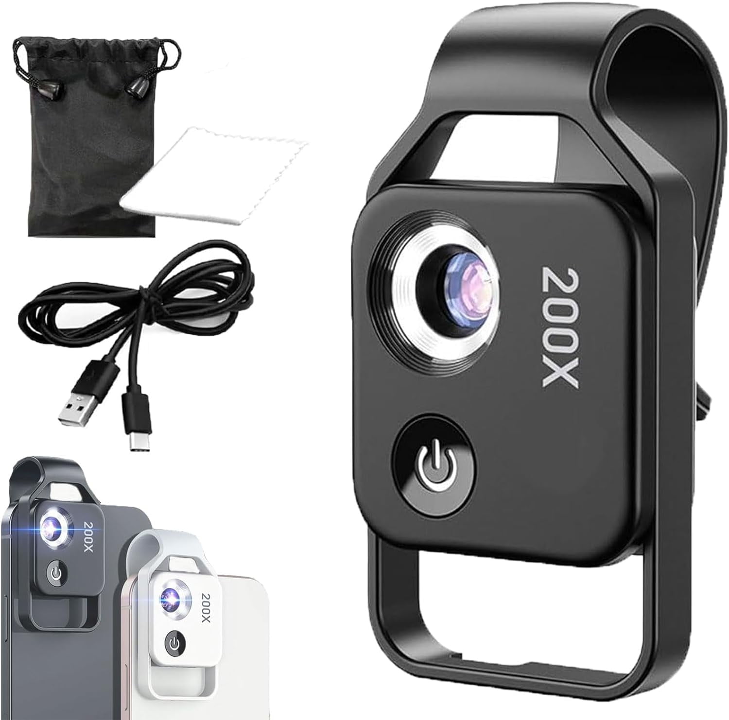 Nanozoom 200x Magnification Cell Phone Lens, USB Inspection Microscope ...