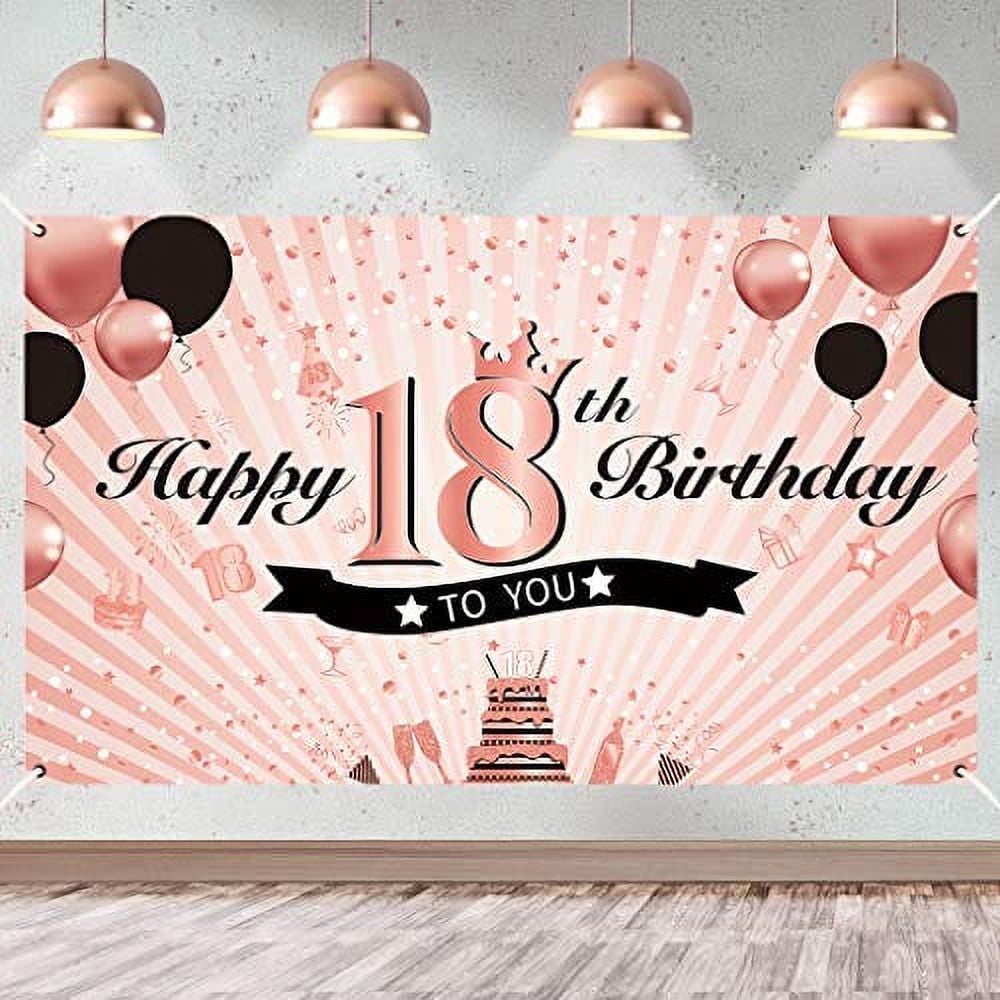 Luxiocio Happy 18th Birthday Banner Decorations for Girls, Rose Gold ...