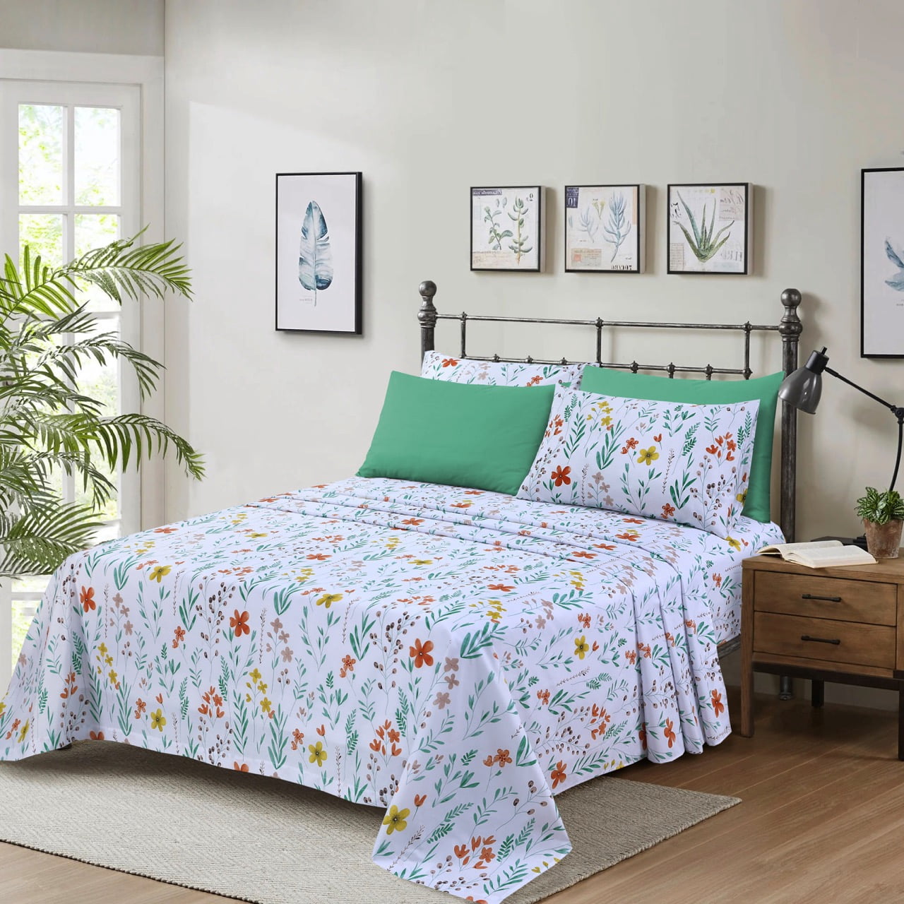 Luxior Collection Queen Size 100% Cotton Cooling 6 Pcs Bed Sheets Set ...