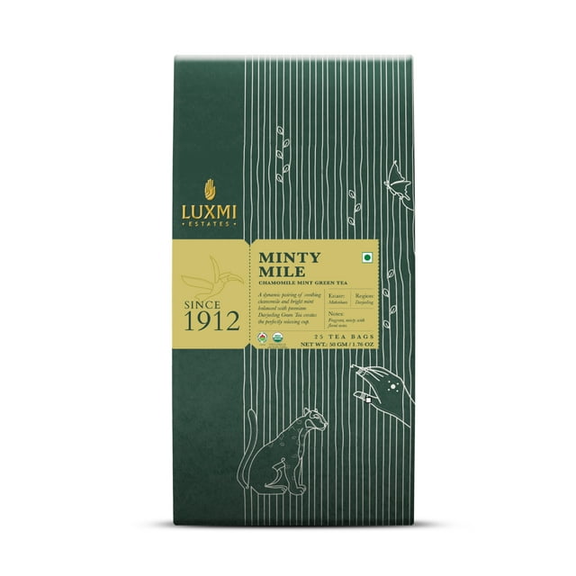 Luxmi Estates Minty Mile Green Tea 25 Tea Bags (50g) Pack | Certified ...