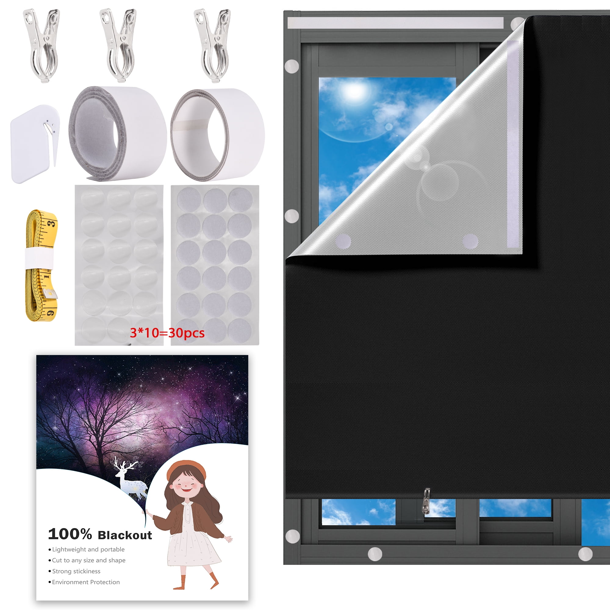 Luxmo Portable Blackout Shades Travel Window Blackout Curtains, 100% ...