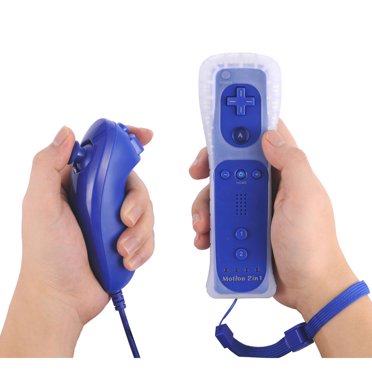 Blue Built-in Motion Plus Remote + Nunchuck Controller For Wii ...