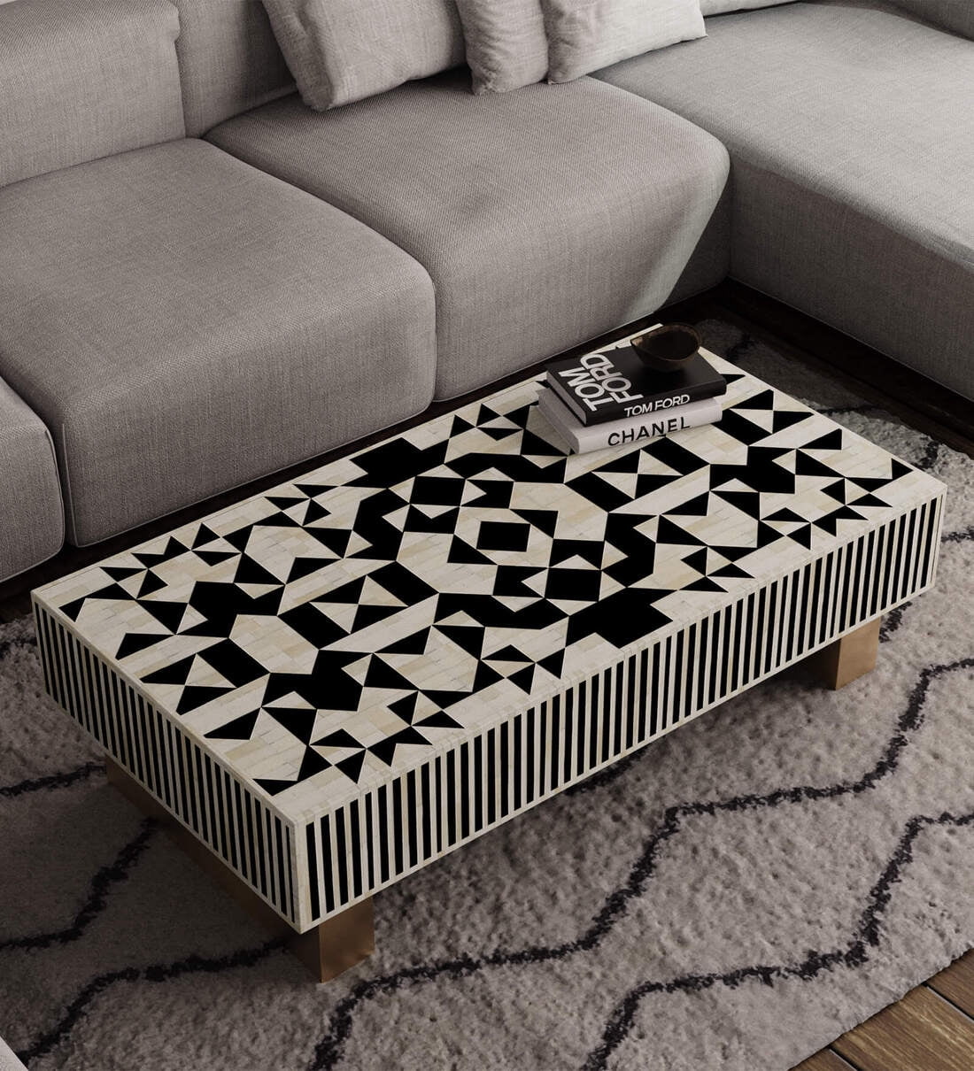 Luxom Bone Inlay Coffee Table In Black Colour - Walmart.com