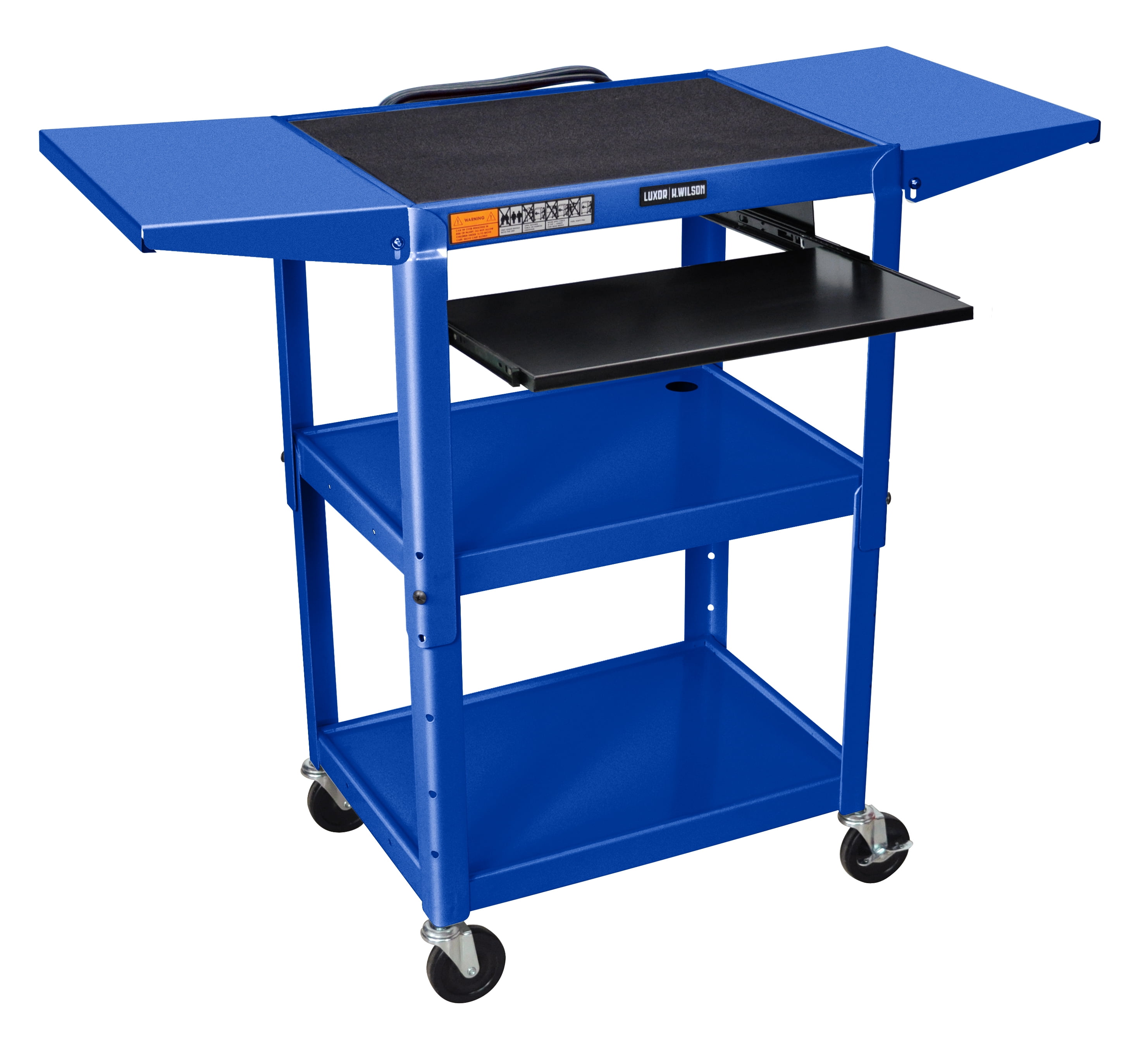 Luxor 18" x 24" Adjustable Height Metal Utility Cart With Pull Out ...