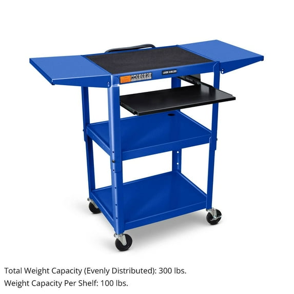Luxor Leader Adjustable-Height Three-Shelf Media Utility Cart with ...